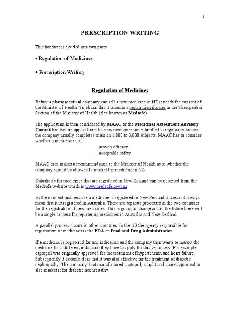 Handout On Prescription Writing | PDF | Medical Prescription | Over The ...