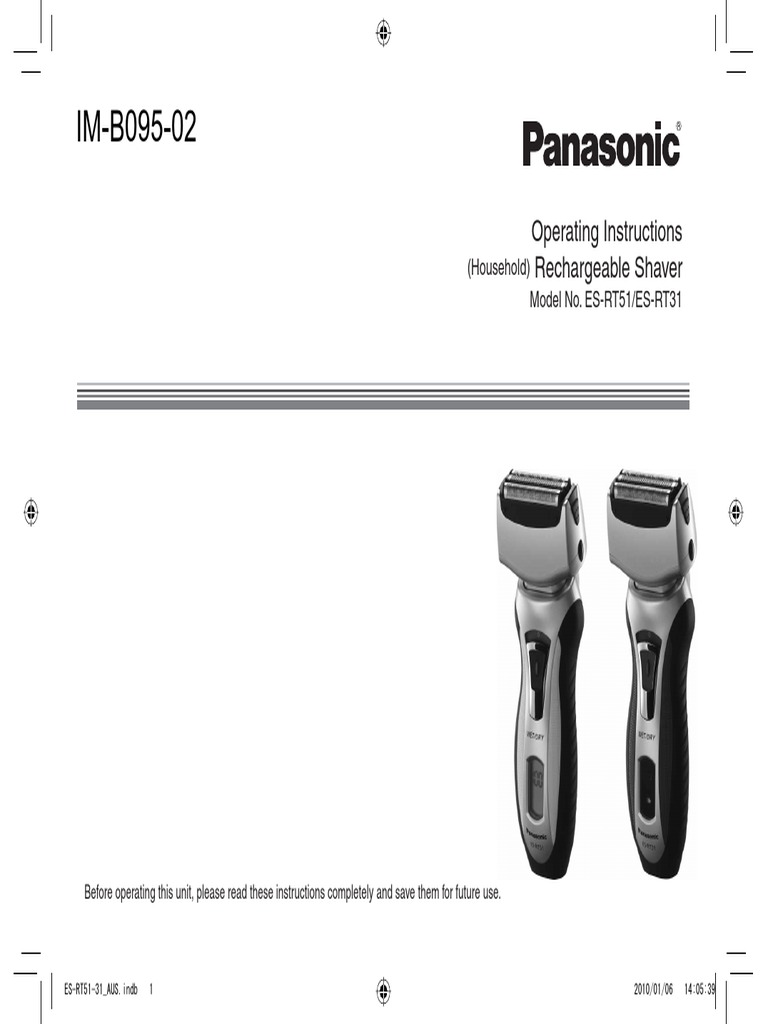 Panasonic ES-RT31 - ES-RT51 Operating Instructions | PDF | Shaving | Ac ...