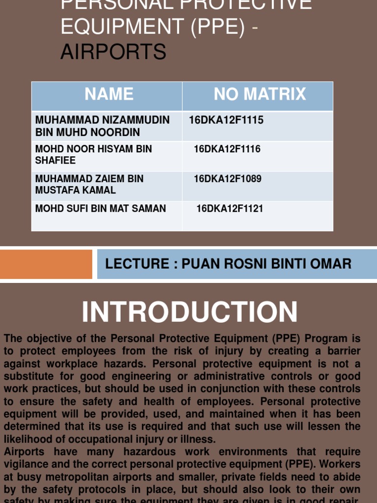 Personal Protective Equipment (PPE) - Airports | PDF | Personal ...