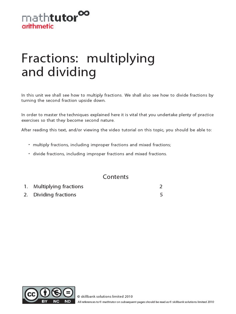 Fraction Mult | PDF | Fraction (Mathematics) | Numbers