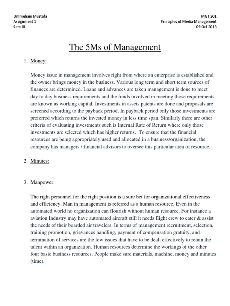 The 5Ms of Management | PDF | Human Resources | Investing