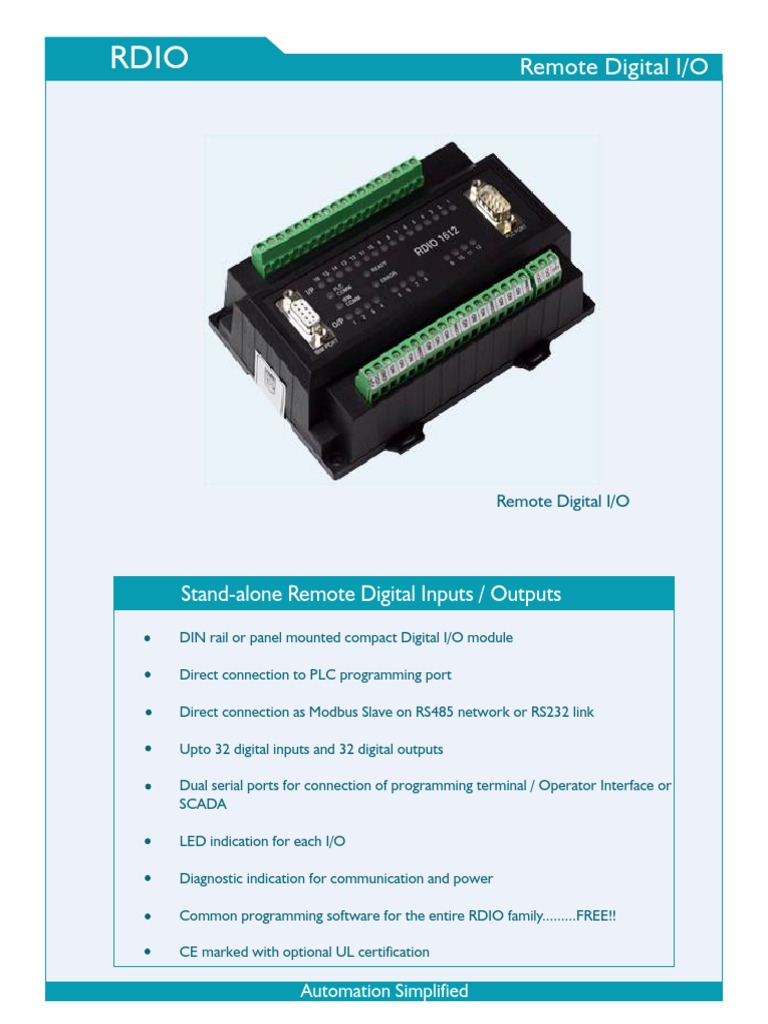 Remote Digital I/O Modules for PLC and SCADA Systems: Compact DIN Rail ...