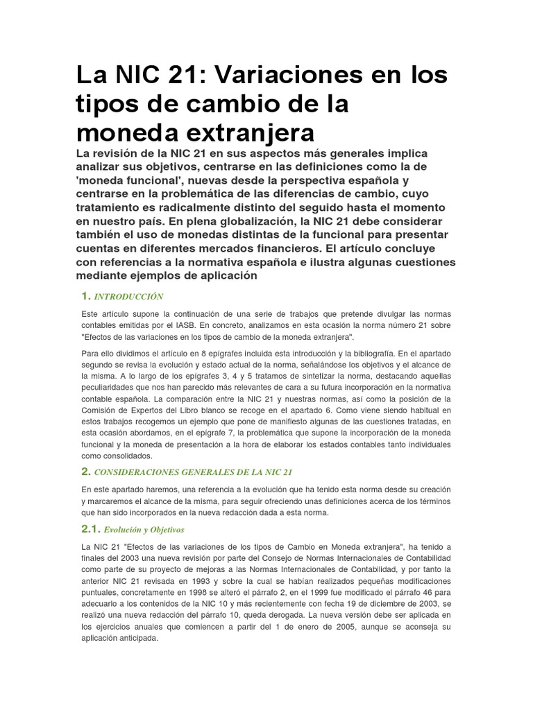 La NIC 21 | Descargar gratis PDF | normas internacionales de ...