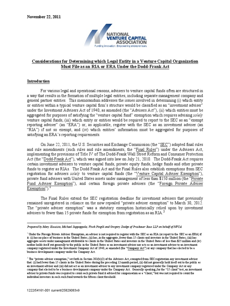 SEC Registration Memo New Logo 11-22-11 | PDF | Dodd–Frank Wall Street ...