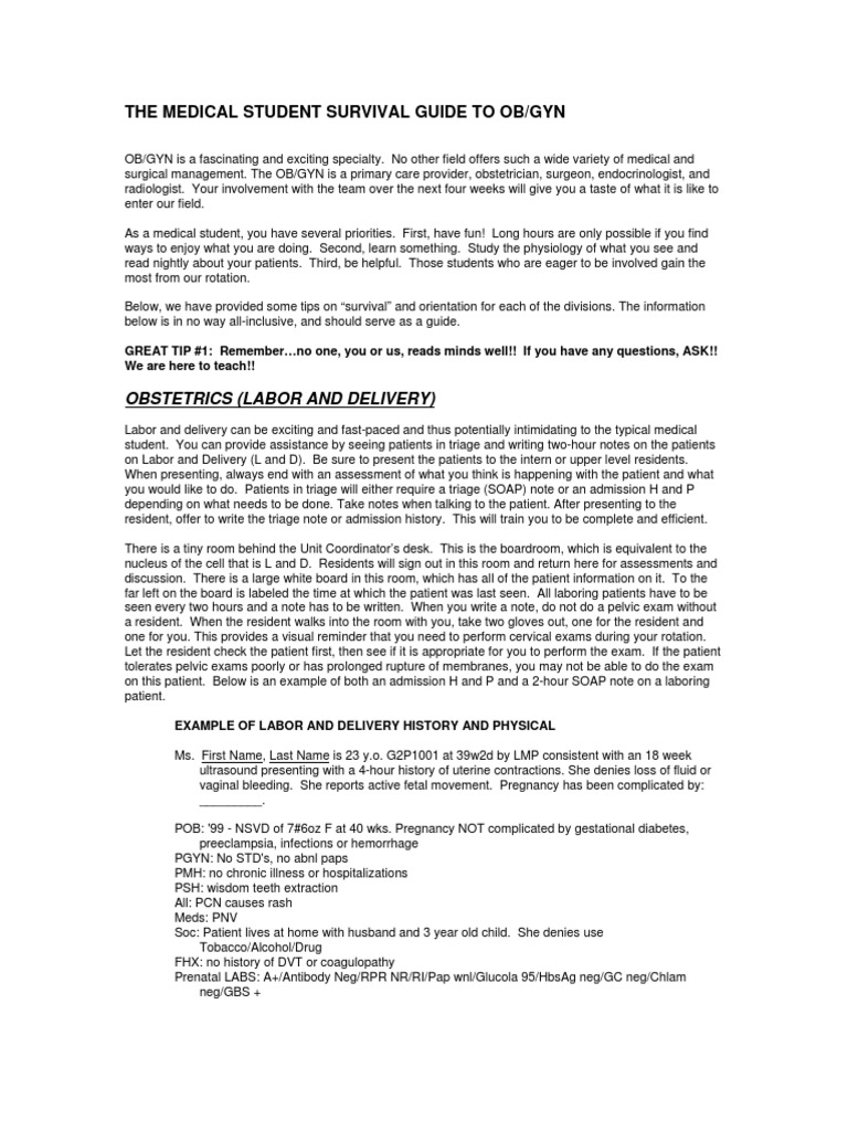 Student Survival Guide | PDF | Gynaecology | Childbirth
