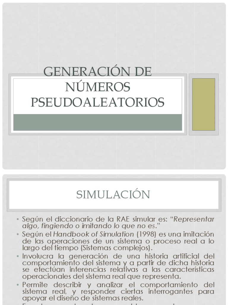 Numeros Pseudoaleatorios | PDF | Aleatoriedad | Simulación