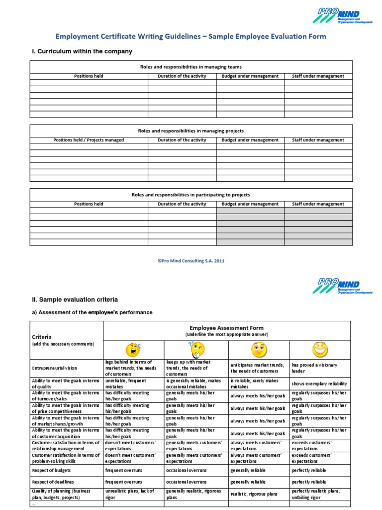 HR Employee Evaluation Form Sample | Leadership | Employment