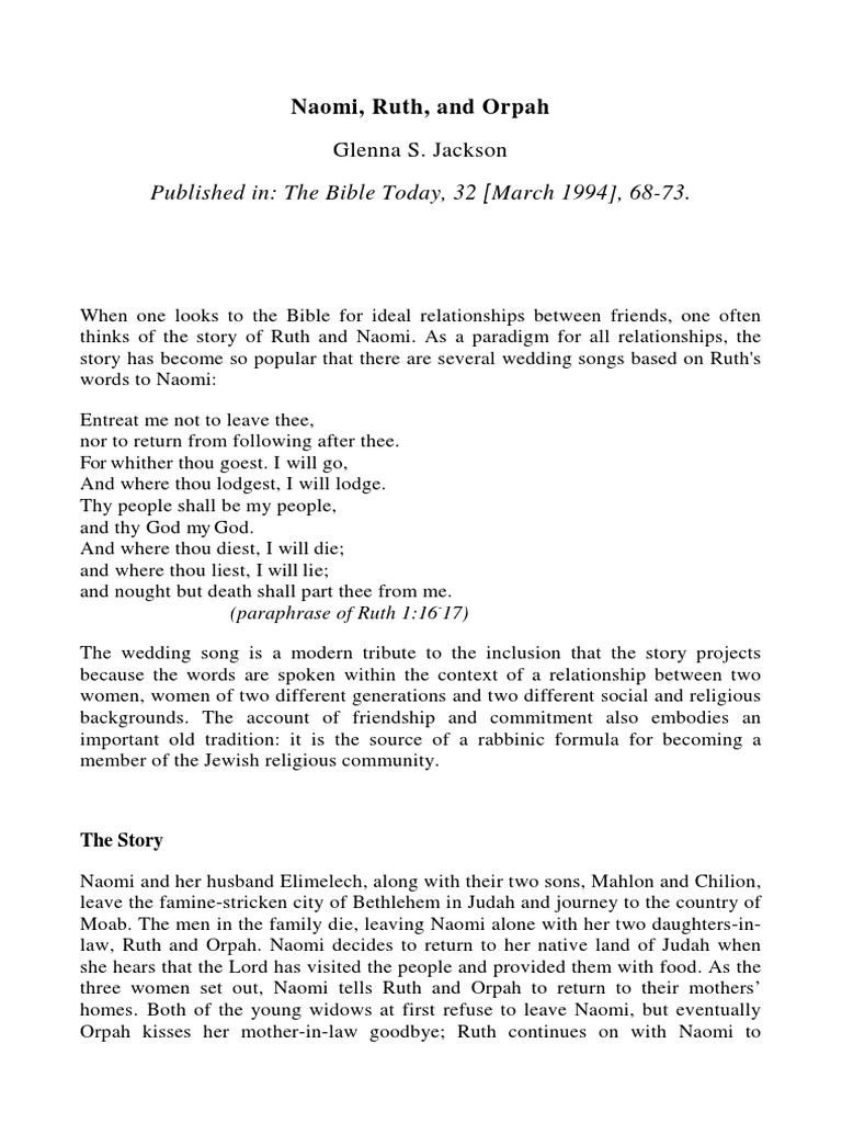 Naomi Ruth and Orpah | PDF | Book Of Ruth | Naomi (Biblical Figure)