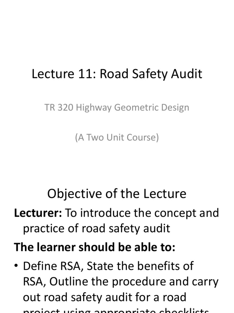 Road Safety Audit Overview and Benefits | PDF | Road Traffic Safety | Audit