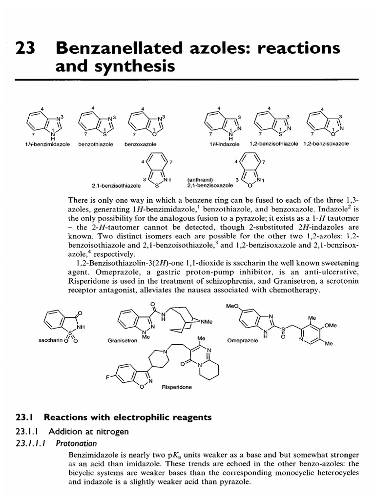 Benzanellated Azoles Reactions and Synthesis | PDF | Amine | Chemical ...