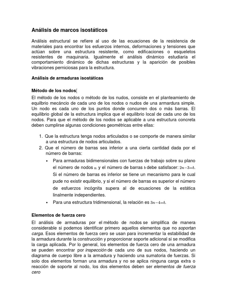 Análisis de Marcos Isostáticos | PDF | Métodos y materiales de ...