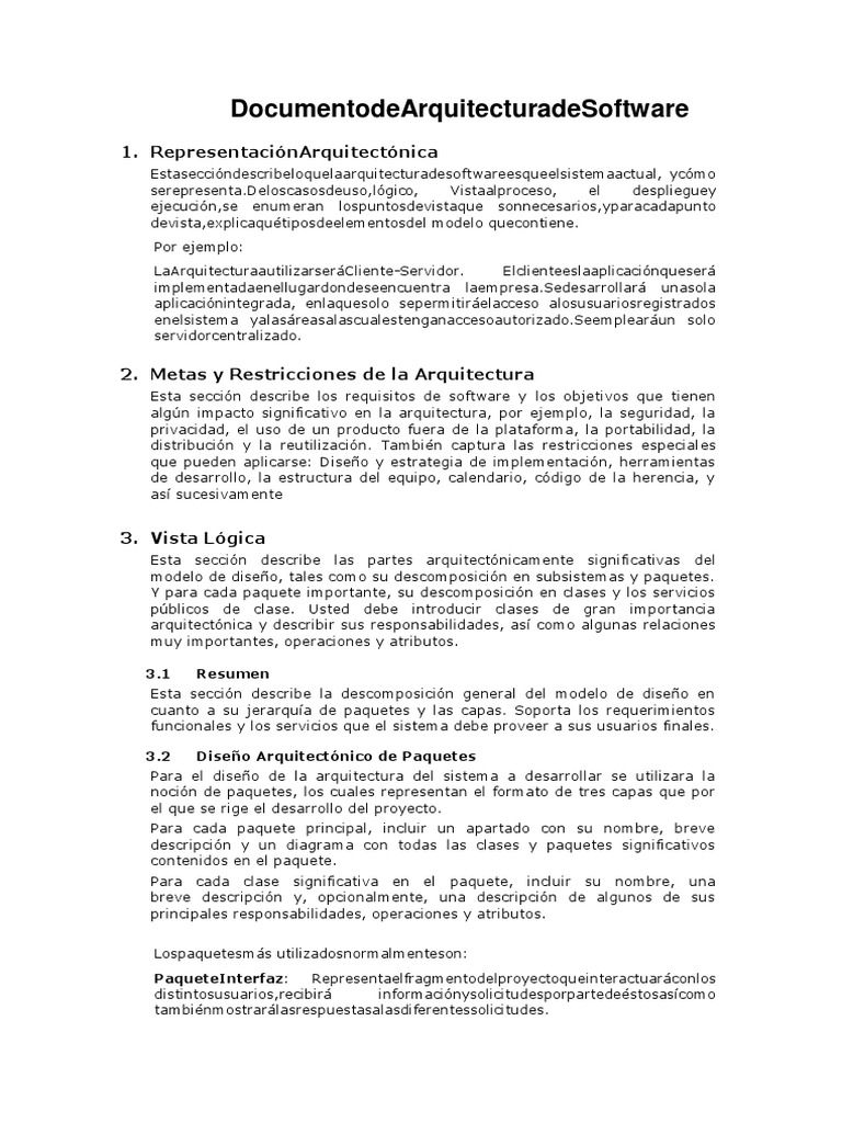 Documento de Arquitectura de Software | PDF | Software | Tecnología digital