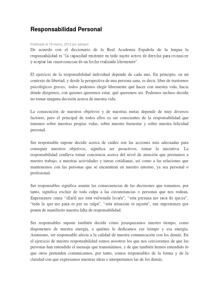 Responsabilidad Personal, Miguel Ángel Arranz | PDF | Felicidad ...