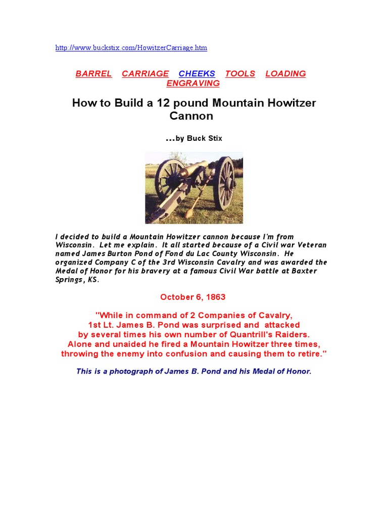 How To Build A 12 Pound Mountain Howitzer Cannon | PDF | Artillery ...
