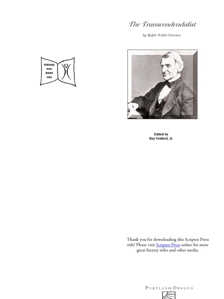 The Transcendendalist: by Ralph Waldo Emerson | PDF | Transcendentalism ...