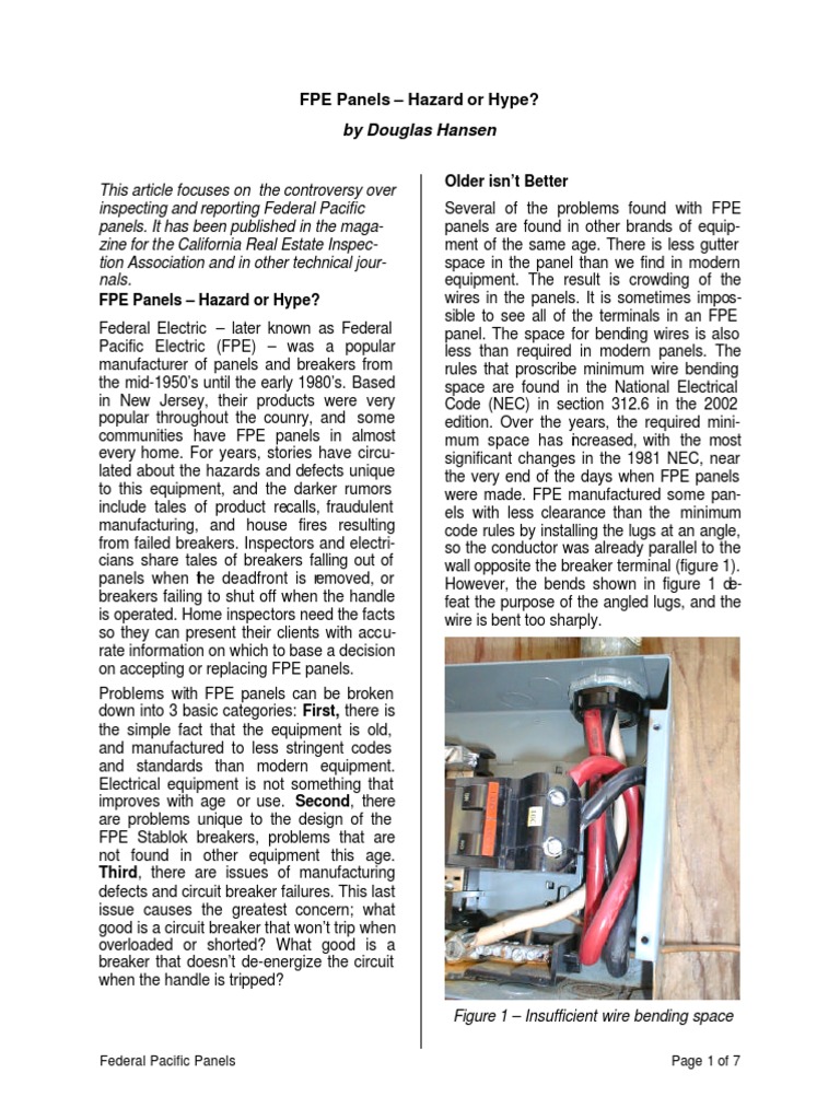 FPE Panels - Hazard or Hype?: by Douglas Hansen | PDF | Machines ...