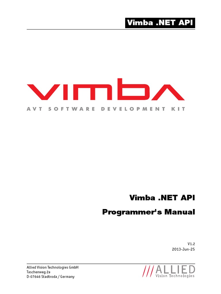 Vimba NET Manual | PDF | Application Programming Interface | Pointer (Computer Programming)