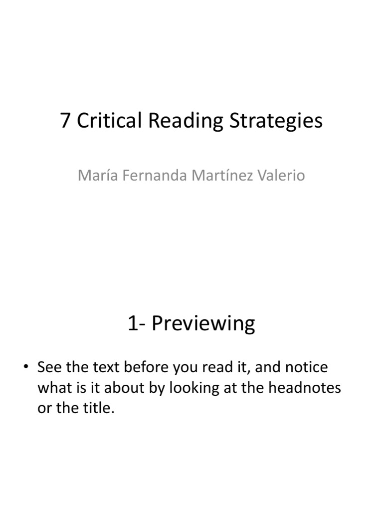 7 Essential Critical Reading Strategies | PDF