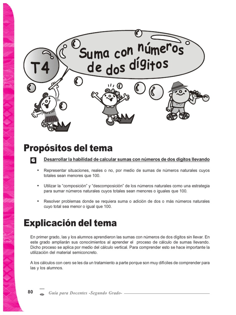 4 Suma Con Números de 2 Dígitos | PDF | Número natural | Cálculo