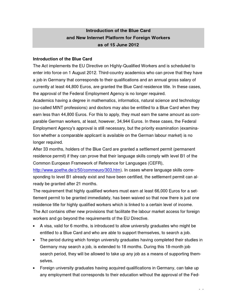 Bluecard Info | Download Free PDF | Permanent Residence (United States ...