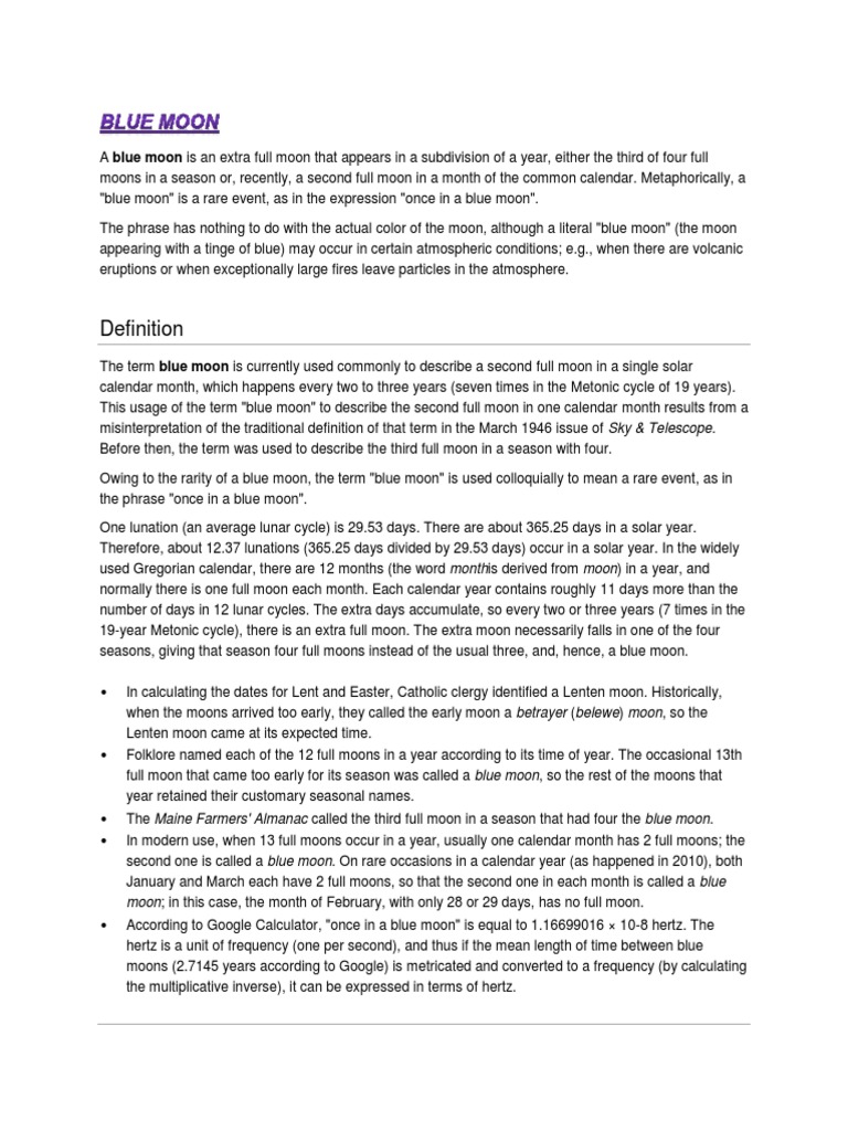 Blue Moon | PDF | Planetary Science | Astronomy