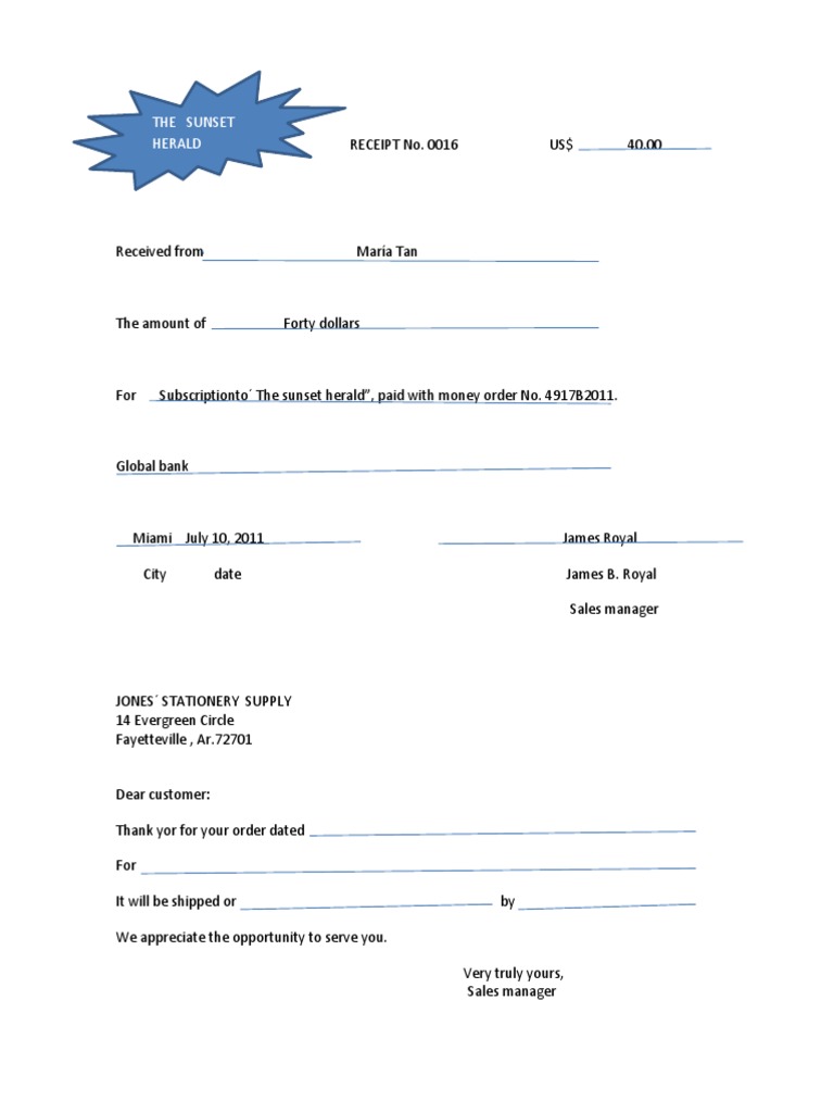 Cartas en Ingles 2013 | PDF | Cheque | United States Dollar