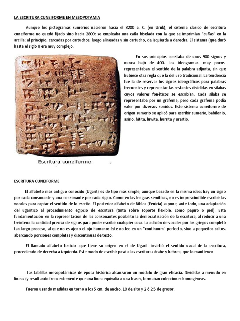 La Escritura Cuneiforme en Mesopotamia | PDF