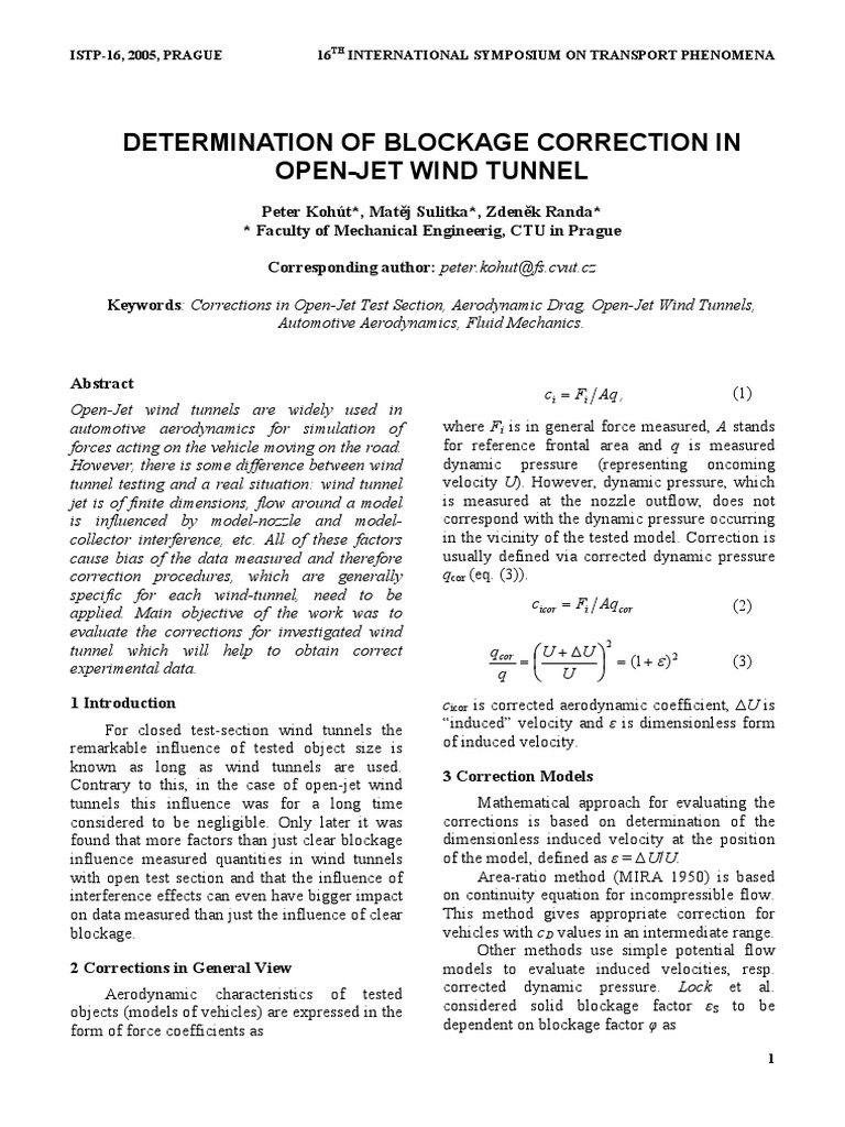 Determination of Blockage Correction in Open-Jet Wind Tunnel | PDF | Wind Tunnel | Aerodynamics