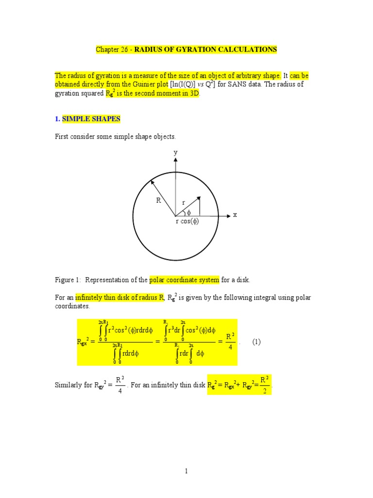Radius of gyration for various objects.pdf | Sphere | Coordinate System