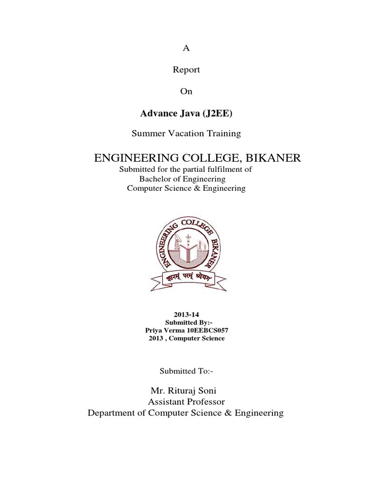 Engineering College, Bikaner: Advance Java (J2EE) | PDF | Java Server Pages | Java (Programming ...