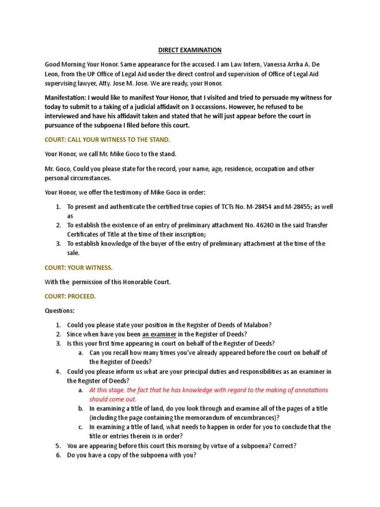 Direct Examination PeoplevTamayo | PDF | Witness | Legal Procedure