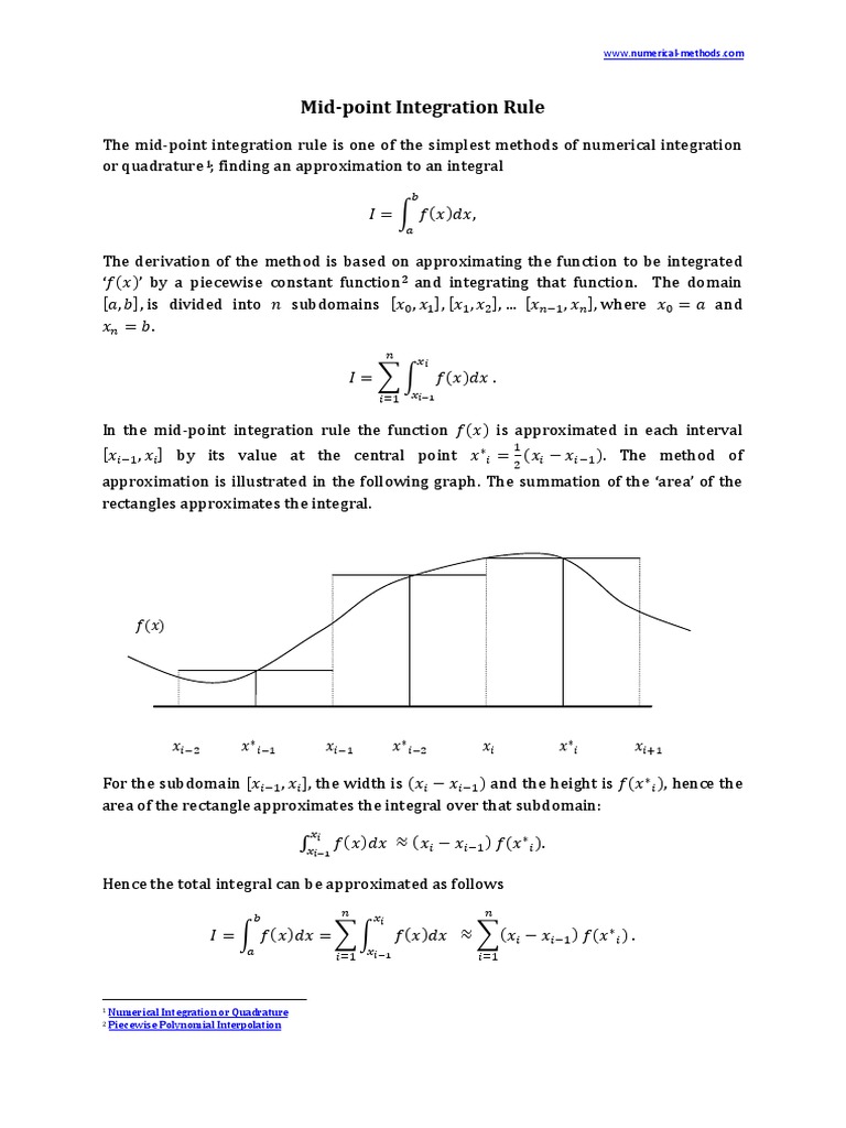 Mid-Point Integration Rule | PDF | Integral | Function (Mathematics)