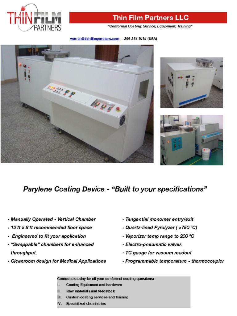 Parylene Coating Equipment Overview | PDF | Technology & Engineering