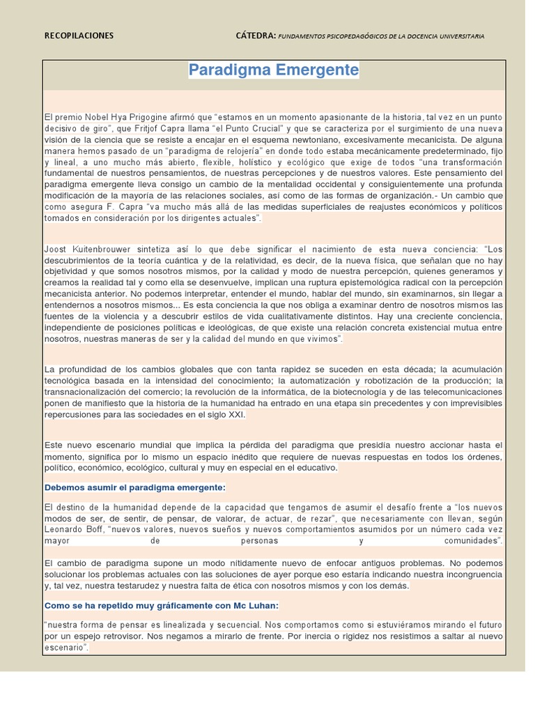 909444098.paradigma Emergente | PDF | Paradigma | Física