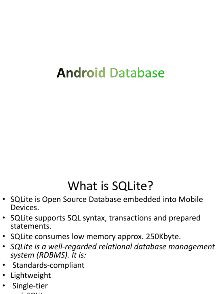Android Database | PDF | Databases | Sql