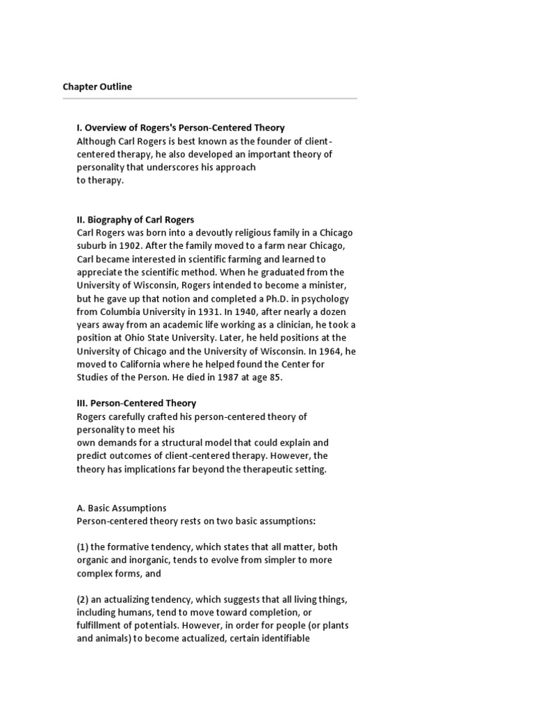 Carl Rogers Person-Centered Theory | Psychotherapy | Self