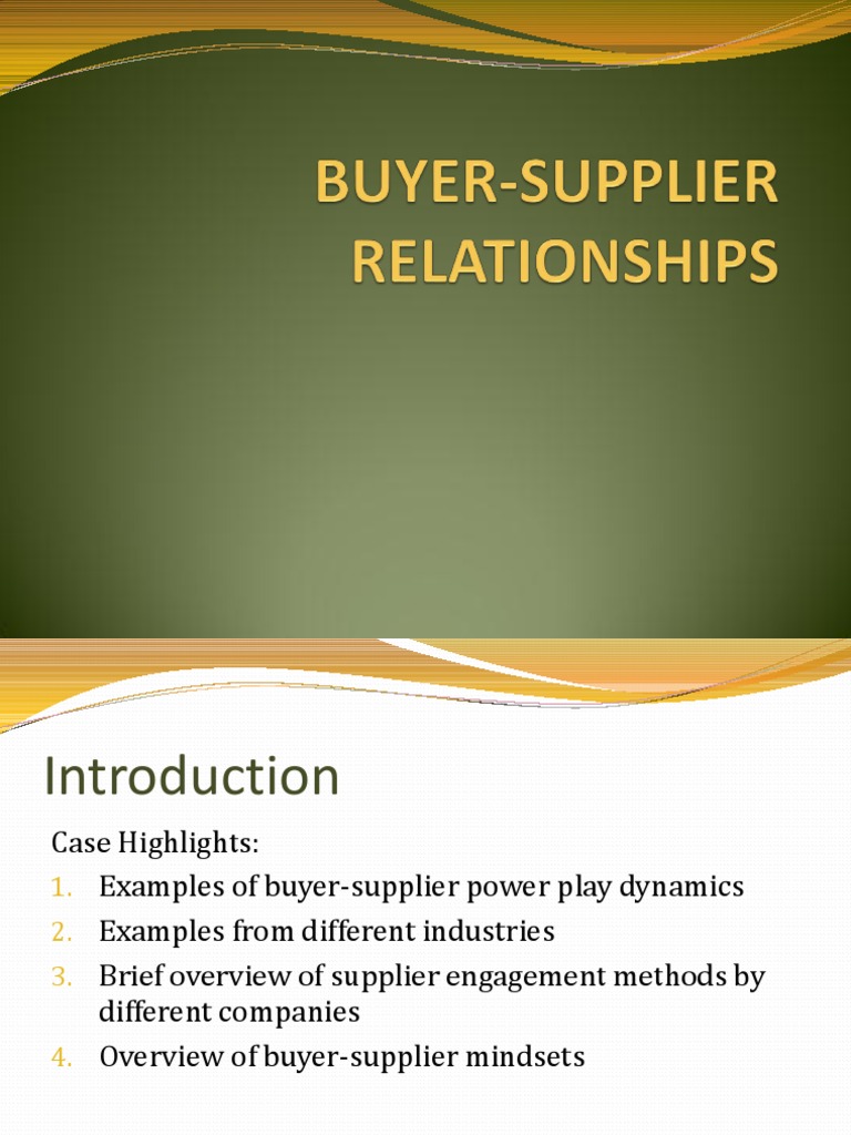 Buyer Supplier Relationships | PDF | Supply Chain | Monopoly