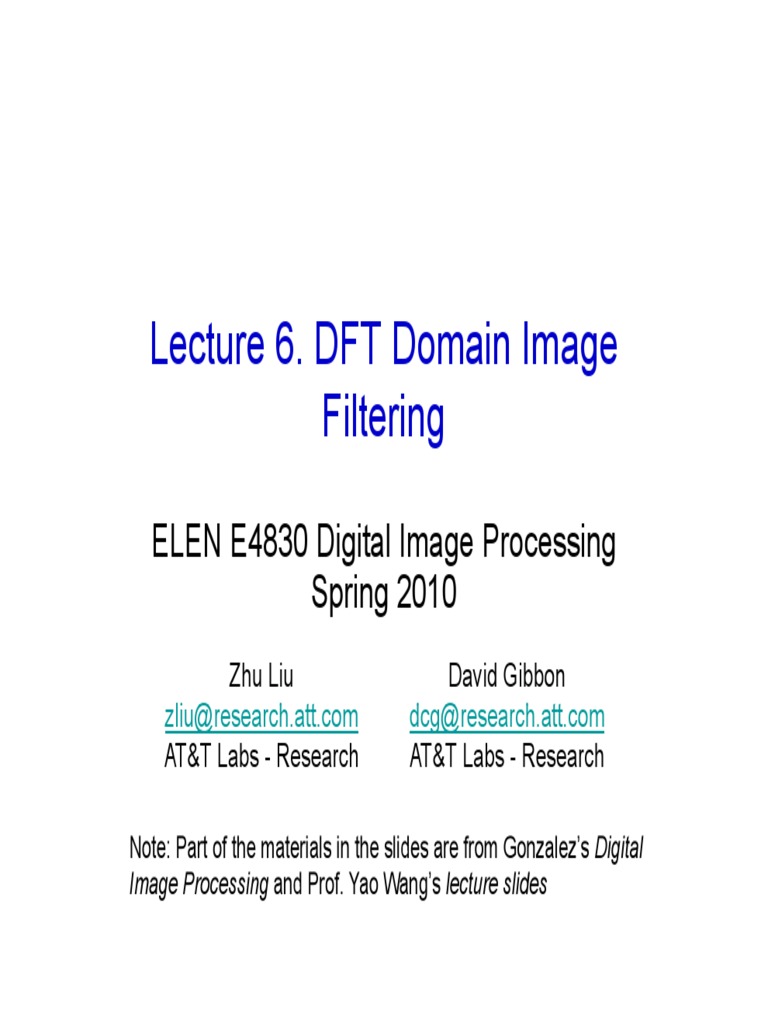 DFT Domain Image Filtering Techniques | PDF | Discrete Fourier ...