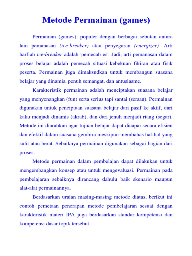 Metode Permainan | PDF