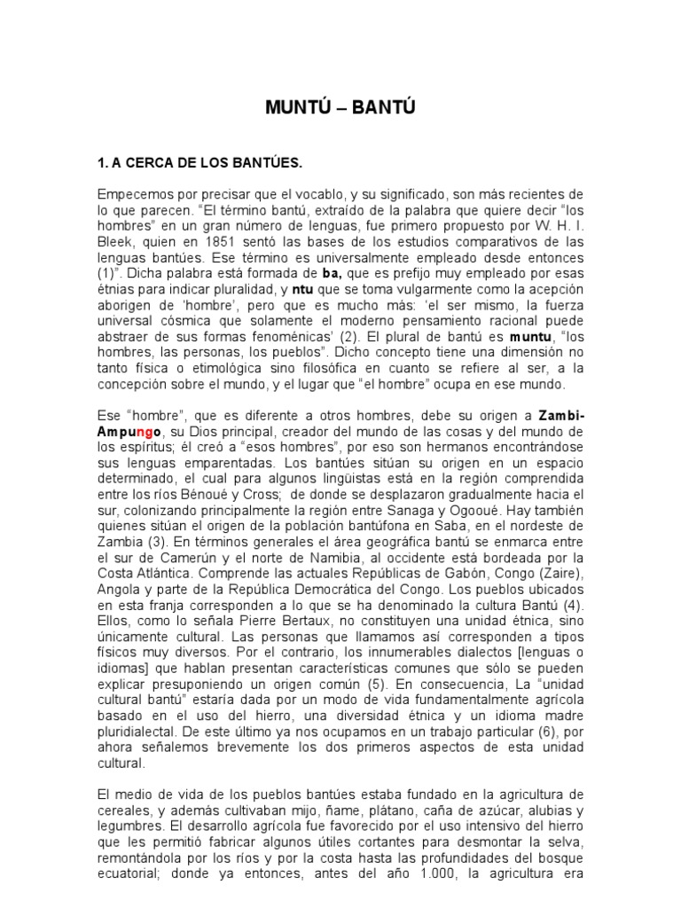 Muntu Bantu | PDF | República Democrática del Congo | Angola