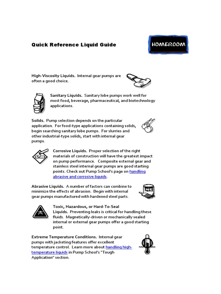 Quick Reference Liquid Guide: Handling Abrasive and Corrosive Liquids | PDF