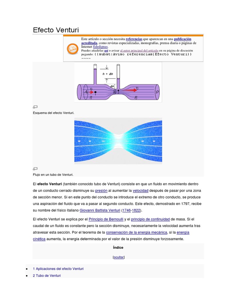 Efecto Venturi Pdf Ingeniería Mecánica Gases