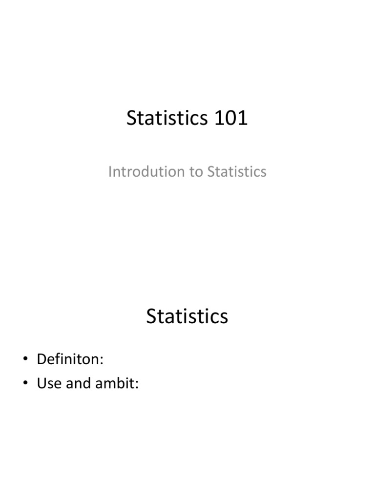 Statistics 101 | PDF
