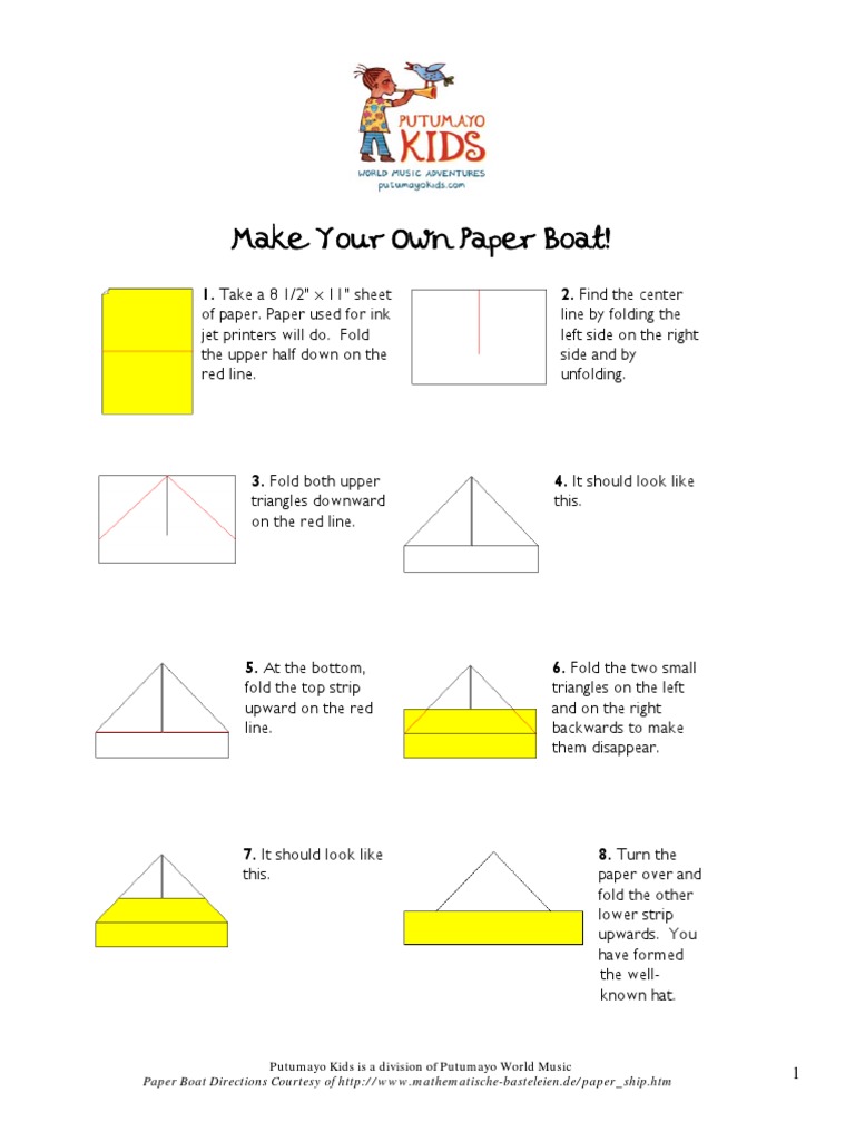 Paper Boat Making Instructions | PDF