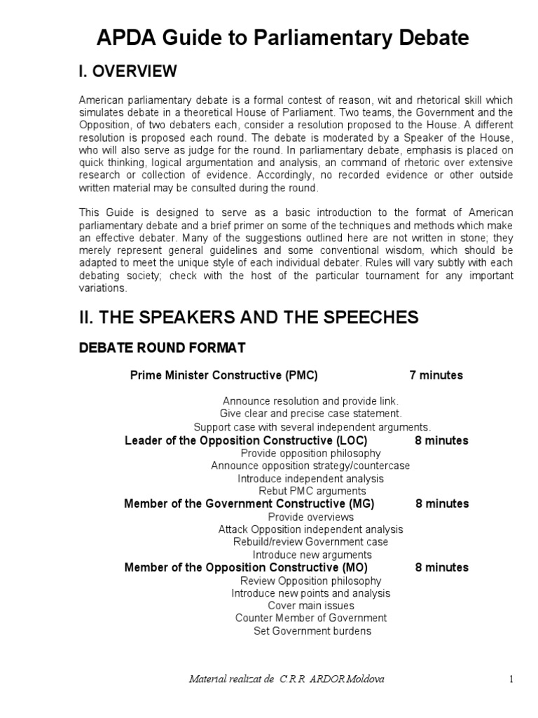 APDA Guide To Parliamentary Debate | PDF | Argument | Capital Punishment