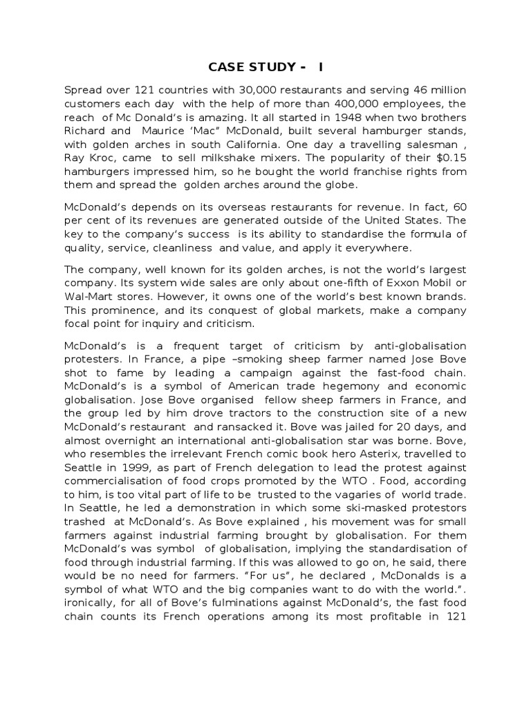 McDonald's Global Expansion Case Study | PDF | Mc Donald's | Fast Food ...