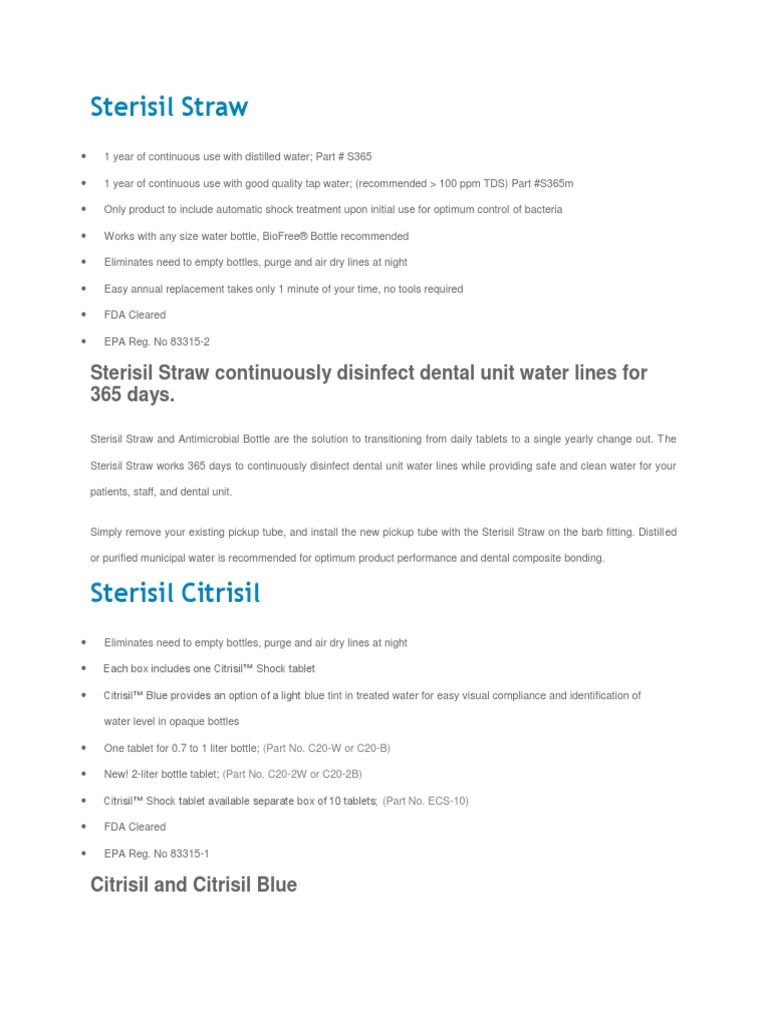 Sterisil Straw | PDF | Tap Water | Drinking Water