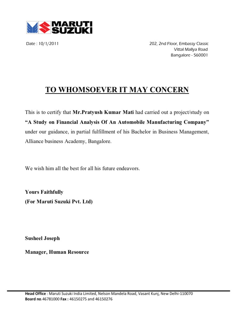 59181211 Maruti Suzuki Letter Head