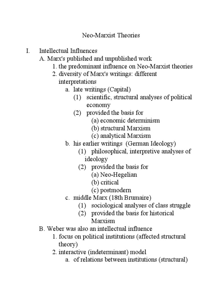 Neo Marx Detailed Outline | PDF