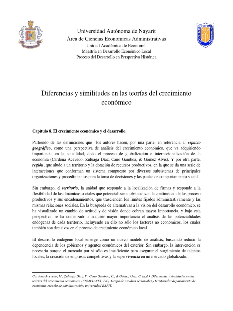 Resumen 10 Diferencias y Similitudes en Las Teorías Del Crecimiento Económico | PDF ...